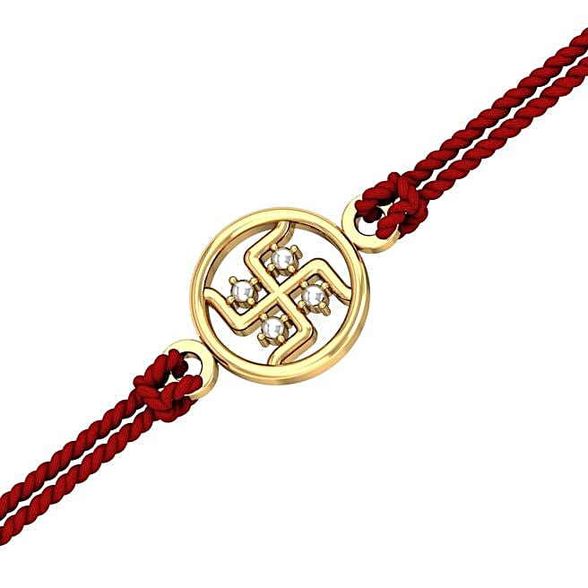 Buy/Send 18K Gold Swastika Rakhi Online- FNP