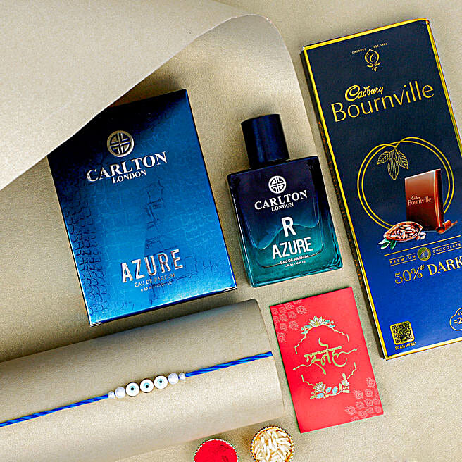 Buy/Send Azure Bliss EDP & Feng Shui Rakhi Combo Online- FNP