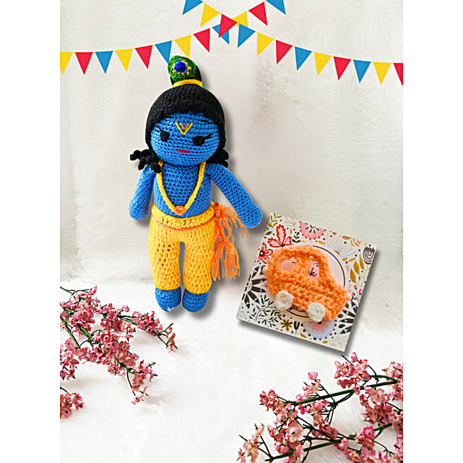Buy/Send Joyful Krishna & Car Rakhi Online- FNP