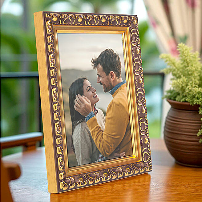 Buy/Send Personalised Gold Toned Textured Photo Frame Online- FNP