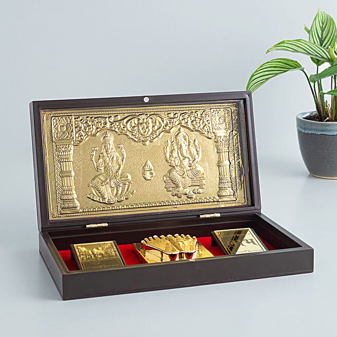 Buy/Send 24 Carat Gold Foil Lakshmi Ganesha Pooja Box Online- FNP