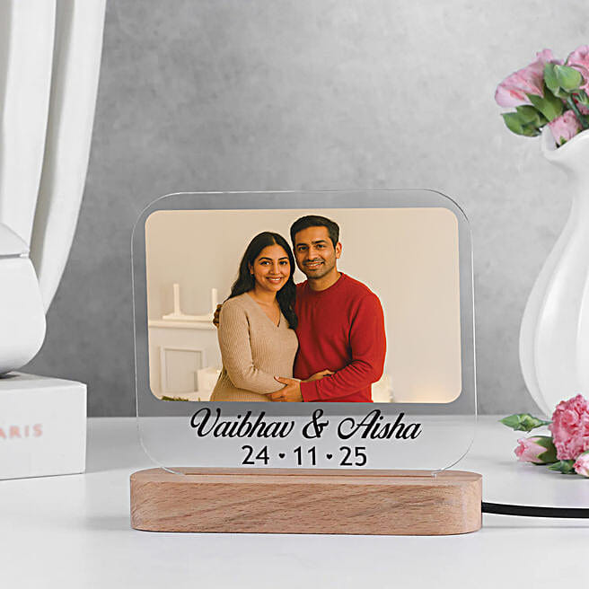 Buy/Send Romantic Glow Personalized Square LED Acrylic Lamp Online- FNP