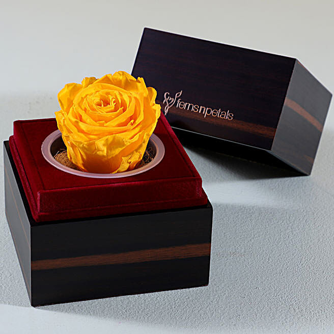 Wooden Box With Yellow Forever Rose malaysia | Gift Wooden Box With ...