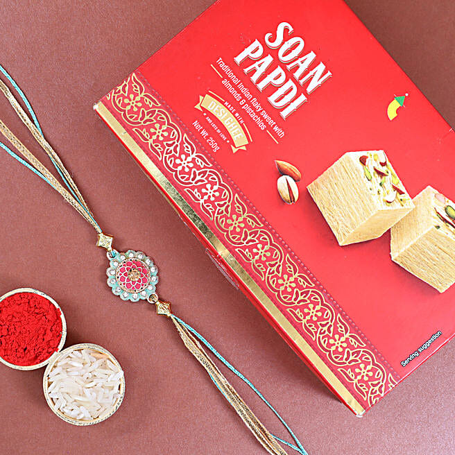 Traditional Design Rakhi And Soan Papdi malaysia | Gift Traditional ...