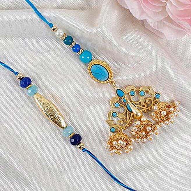 Designer Peacock Lumba Rakhi mauritius | Gift Designer Peacock Lumba ...