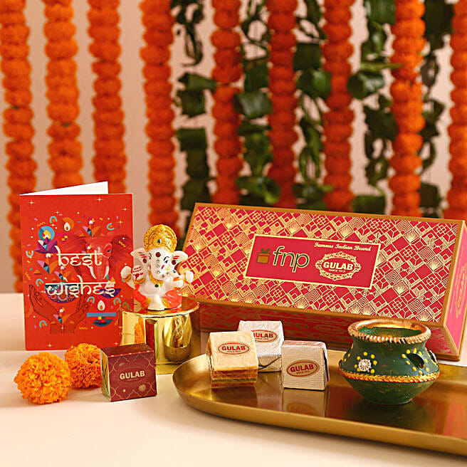 Diwali Greetings With Gulab Assorted Sweets mauritius | Gift Diwali ...