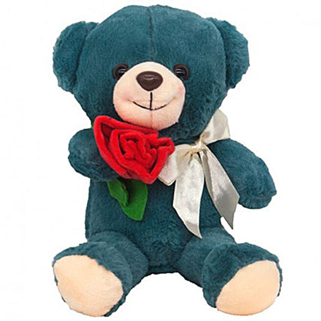 Blue Teddy Bear With Rose nepal | Gift Blue Teddy Bear With Rose- FNP