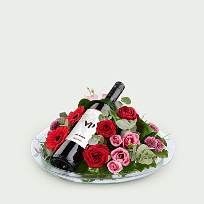 Luxury Wine & Flower Arrangement netherlands | Gift Luxury Wine ...