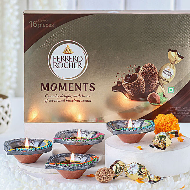 Elegant Diwali Diyas & Ferrero Rocher Box netherlands | Gift Elegant ...