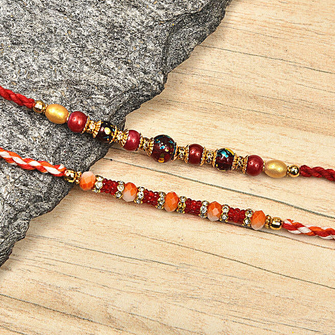 Metallic Beads Rakhi Set of 2 norway | Gift Metallic Beads Rakhi Set of ...