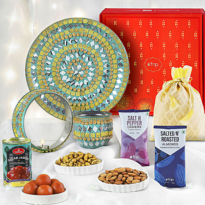 Karwa Chauth Pooja Thali Set philippines | Gift Karwa Chauth Pooja Thali Set- FNP