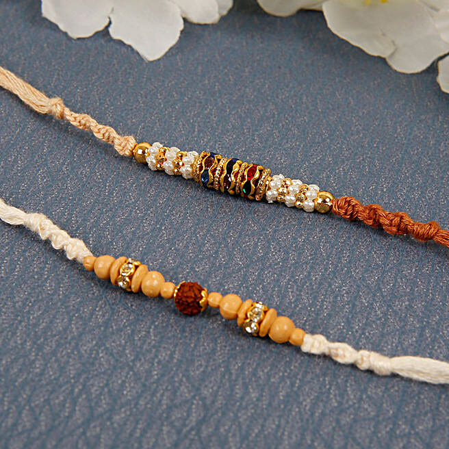 Rudraksha Diamond Rakhi Set poland | Gift Rudraksha Diamond Rakhi Set- FNP