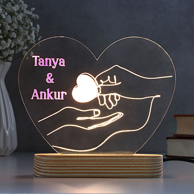 Personalised Heart-Shaped LED Lamp portugal | Gift Personalised Heart ...