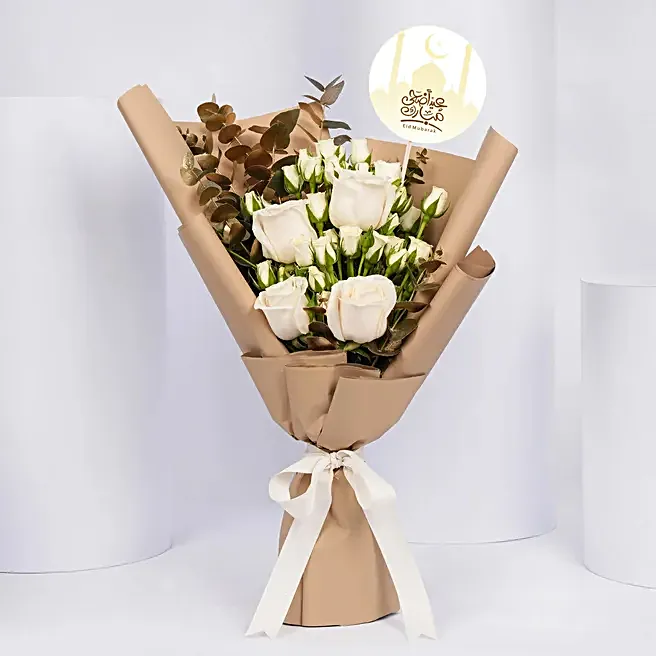 White Rose Bouquet for Eid qatar | Gift White Rose Bouquet for Eid- FNP