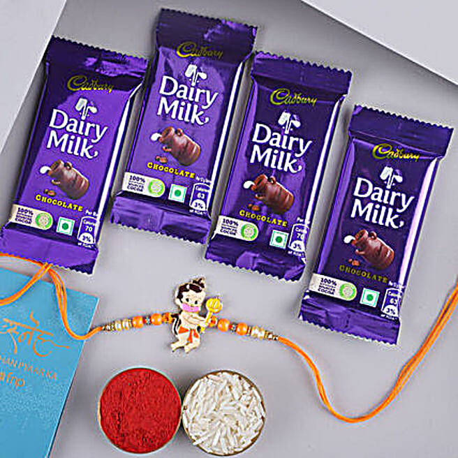 Bal Hanuman Rakhi N Dairy Milk Delight qatar | Gift Bal Hanuman Rakhi N ...