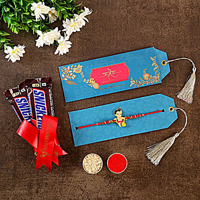 Ethnic Bal Hanuman Rakhi N Snickers qatar | Gift Ethnic Bal Hanuman ...