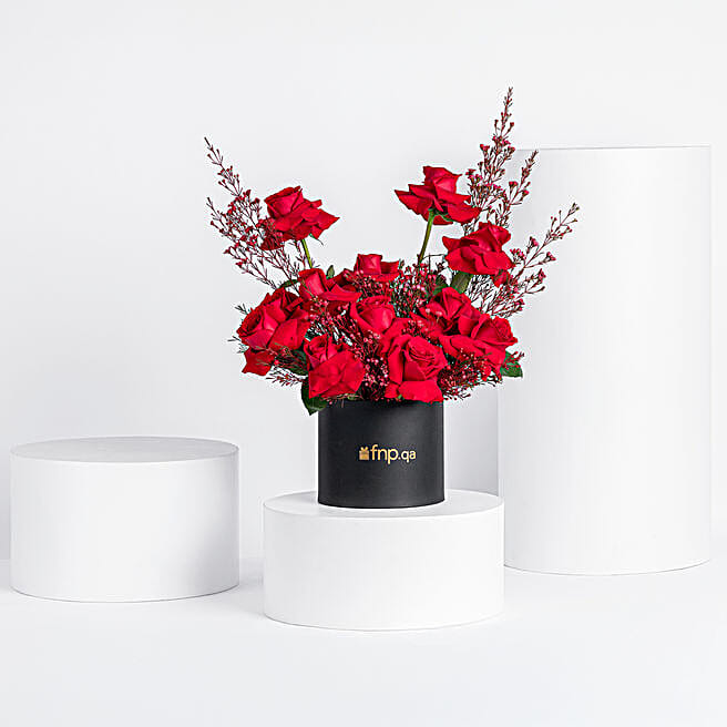 12 Red Roses Box Arrangement qatar | Gift 12 Red Roses Box Arrangement- FNP