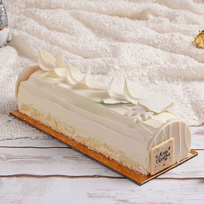 Christmas Vanilla Log Cake qatar | Gift Christmas Vanilla Log Cake- FNP