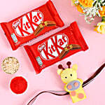 Cute Giraffe Shaped Kids Rakhi And 2 Pcs Of Kitkat qatar | Gift Cute ...