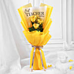 Best Teacher Ever Yellow Rose Trio Bouquet qatar | Gift Best Teacher ...