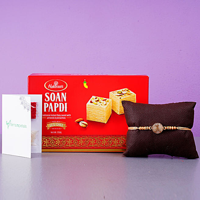 Stone Agate Round Rakhi And Soan Papdi russia | Gift Stone Agate Round ...