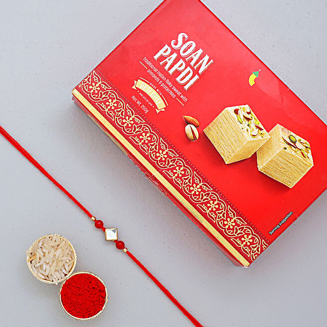 Designer Round Rakhi And Soan Papdi russia | Gift Designer Round Rakhi ...