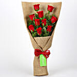 Buy/Send Jute Wrapped 10 Red Roses Bouquet Online- FNP