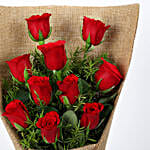 Buy/Send Jute Wrapped 10 Red Roses Bouquet Online- FNP