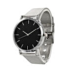 Buy/Send Black Dial Silver Mesh Strap Watch Online- FNP