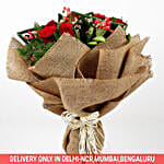 Buy/Send Red Roses Bouquet in Jute Wrapping Online- FNP
