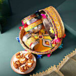 Buy/Send Karwa Chauth Thali Set & Badam Pinni Online- FNP