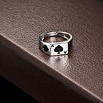 Buy/Send 925 Silver Black Ace Ring Online- FNP