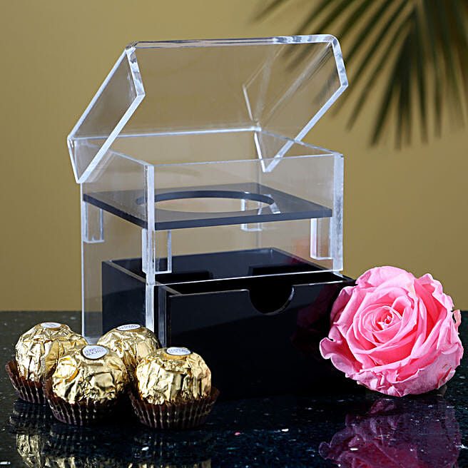 Acrylic Box Of Chocolates Forever Rose saudi-arabia | Gift Acrylic Box ...