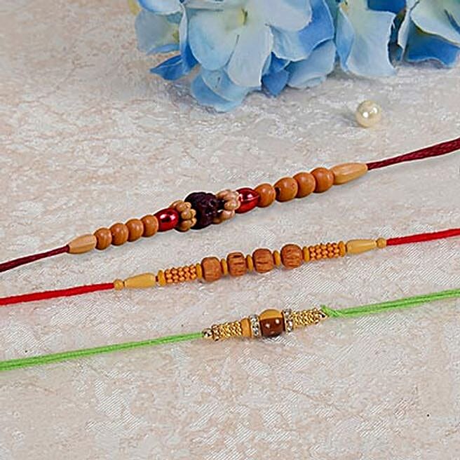 Pretty Set Of 3 Beaded Rakhi singapore | Gift Pretty Set Of 3 Beaded ...