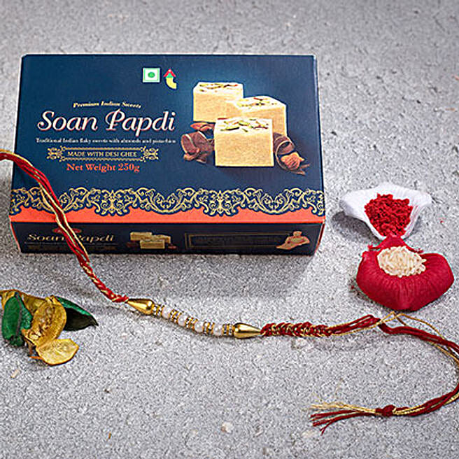 Enchanting Rakhi And Soan Papdi Combo singapore | Gift Enchanting Rakhi ...