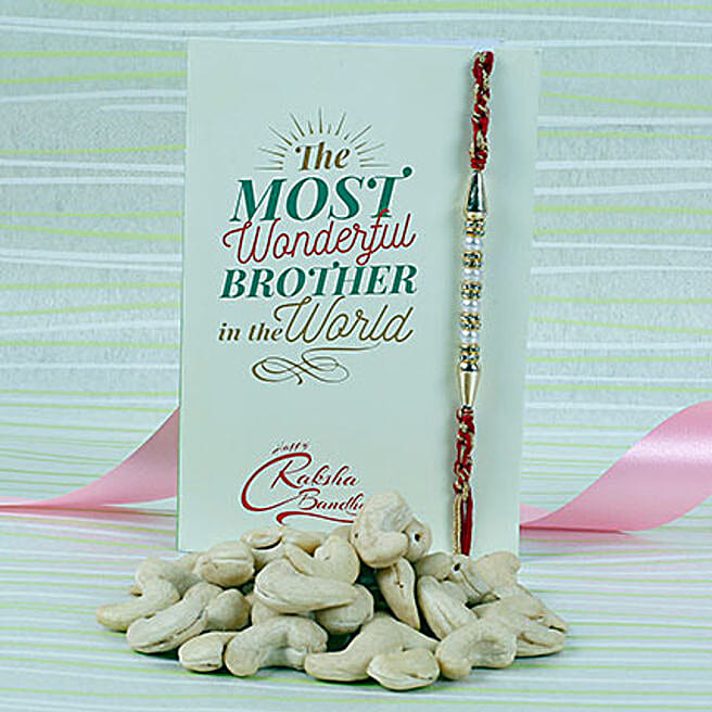 Precious Rakhi With Cashew Nuts singapore | Gift Precious Rakhi With ...