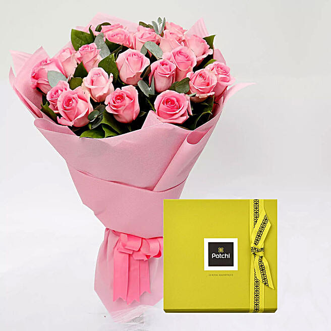 Patchi Chocolate Box and Pink Rose Bouquet singapore | Gift Patchi ...