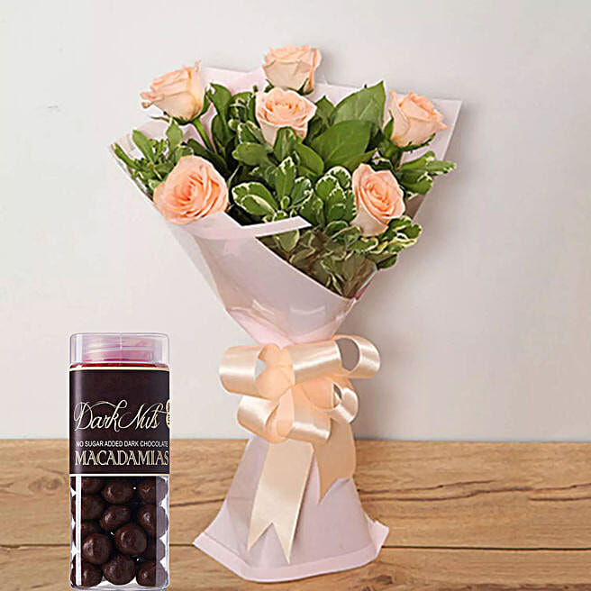 Peach Roses And Sugar Free Roses singapore | Gift Peach Roses And Sugar ...