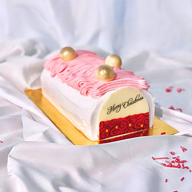 Raspberry Lychee Log Cake singapore | Gift Raspberry Lychee Log Cake- FNP