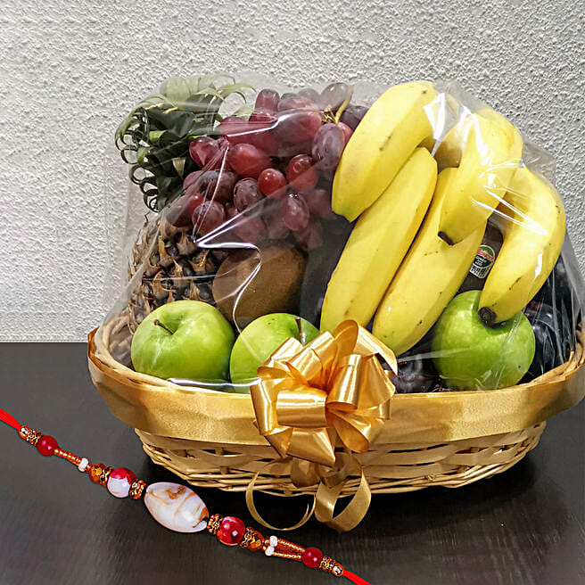Traditional Fruit Hamper With Designer Shell Rakhi singapore | Gift ...