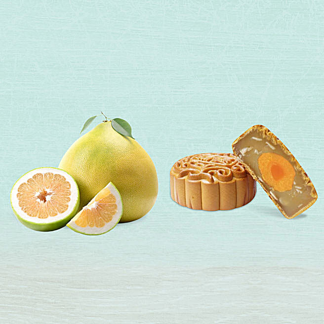 Pure White Lotus Mooncake With 3 Pcs Pomelo Fruit singapore | Gift Pure ...