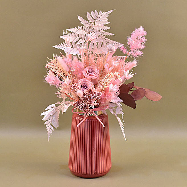 Pink Preserved Roses Arrangement singapore | Gift Pink Preserved Roses ...