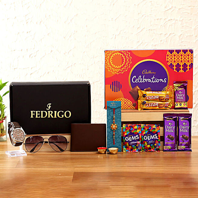Traditional Meenakari Rakhi Fedrigo Gift Set Hamper south-africa | Gift ...