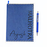 Personalised Blue Notebook & Pen Combo sweden | Gift Personalised Blue ...