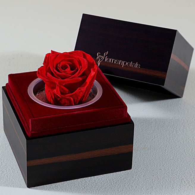 Forever Lasting Red Rose In Wooden Box thailand | Gift Forever Lasting ...