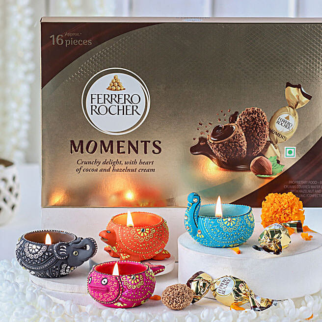 Antique Diwali Diyas & Ferrero Rocher Box thailand | Gift Antique ...