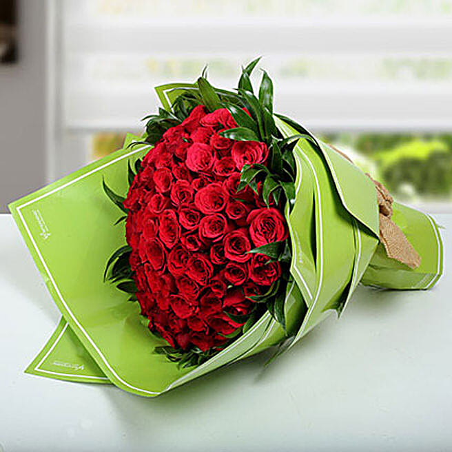 100 Red Roses Bunch uae | Gift 100 Red Roses Bunch- FNP