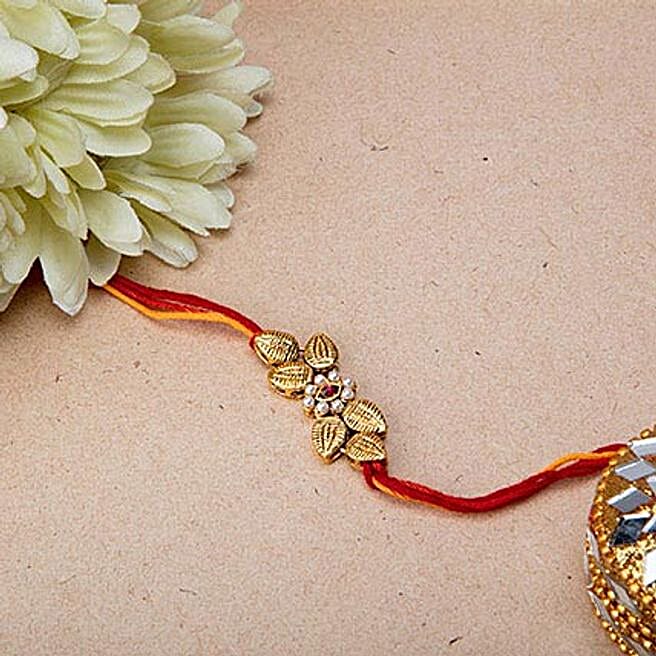 Antique Leaf Shaped Rakhi uae | Gift Antique Leaf Shaped Rakhi- FNP