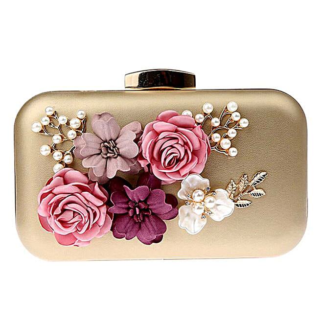 3D Floral Design Clutch uae | Gift 3D Floral Design Clutch- FNP