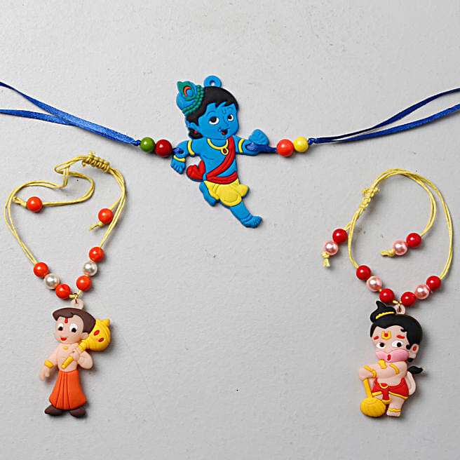 Set of 3 Kids Cartoon Rakhi uae | Gift Set of 3 Kids Cartoon Rakhi- FNP